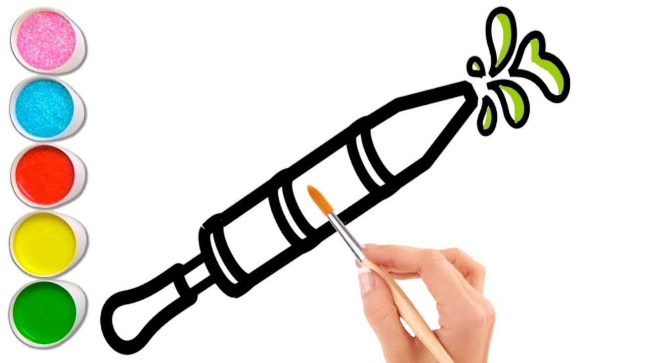 How to Draw water gun.step by step easy drawing.#coloursपिचकारी का ...