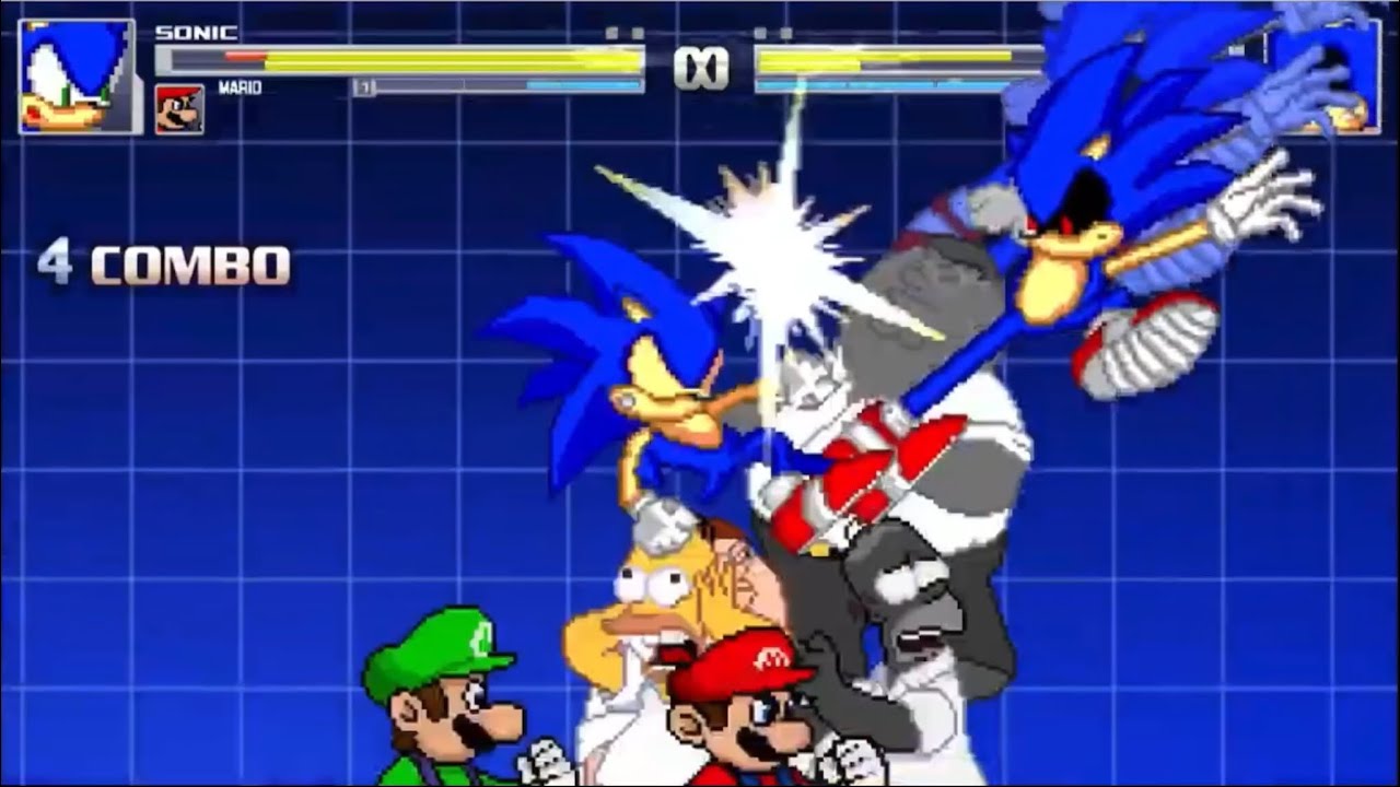 [M.U.G.E.N Battle #3] Sonic, Mario, Homer & Peter VS Sonic.exe, Luigi ...