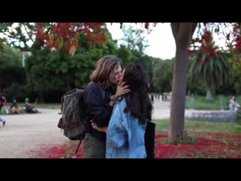 Lesbian couple kiss in park.  Please Subscribe My youtube account