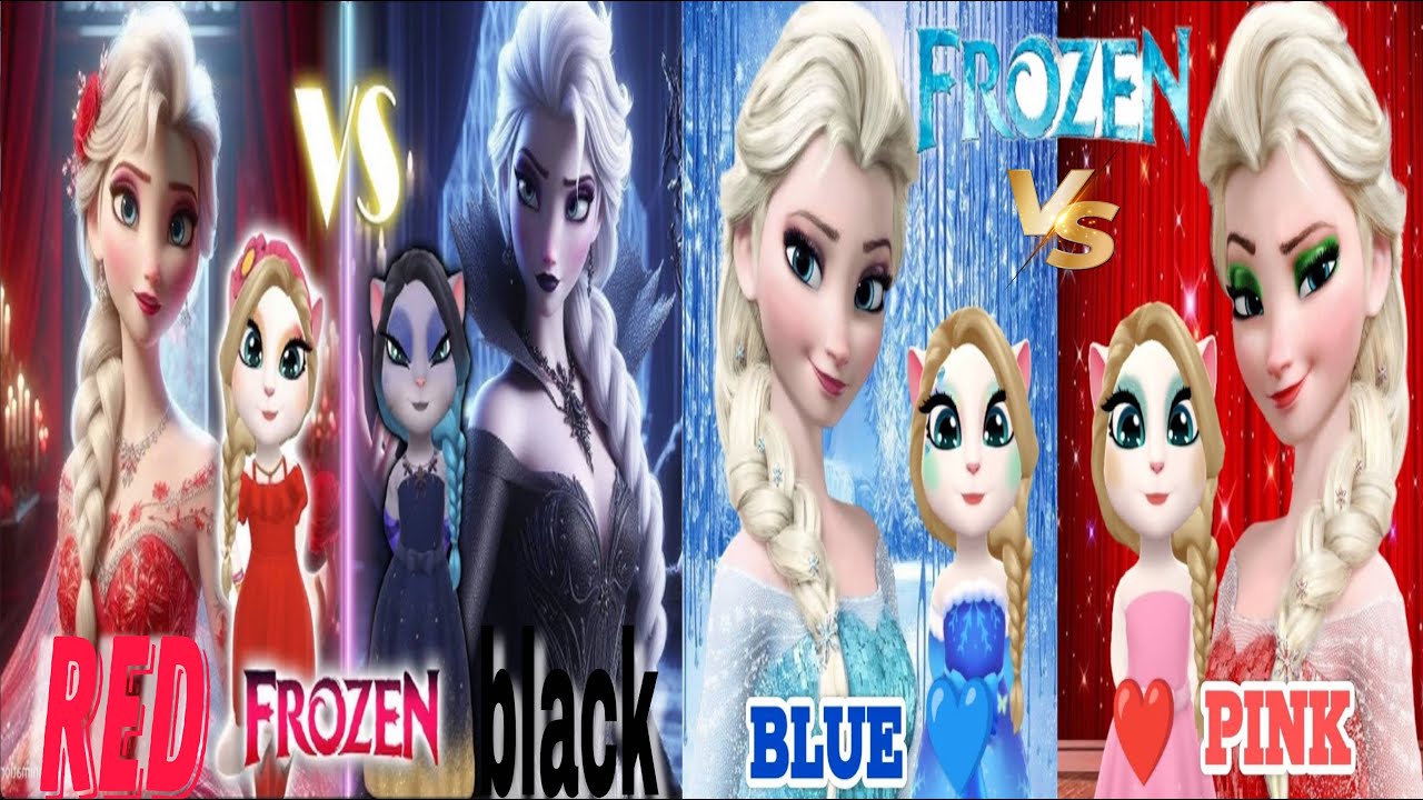 Frozen Elsa red vs Frozen Elsa black vs Frozen Elsa blue vs Frozen Elsa ...