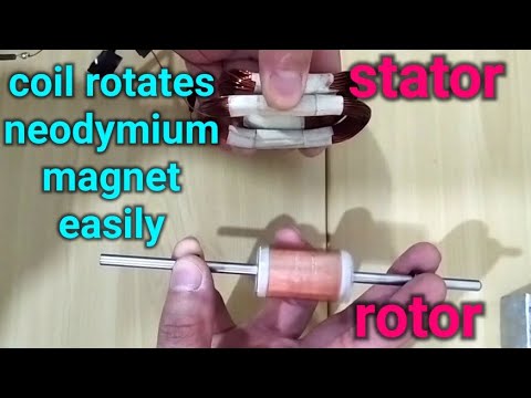simplest way to make motor. simple coil rotates neodymium magnet at ...
