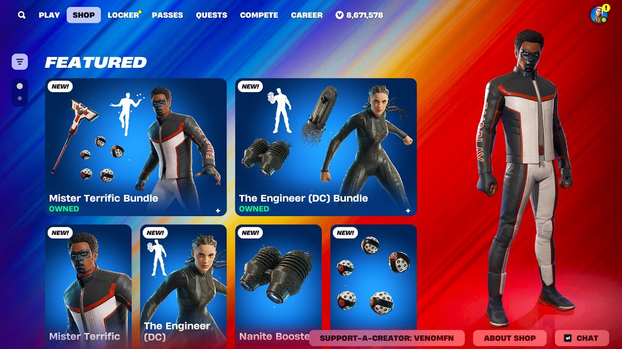 NEW DC Mister Terrific & The Engineer Skins + Emotes in Fortnite! (Item ...