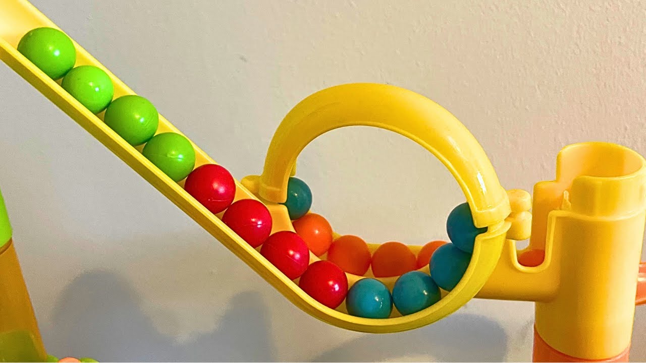 Marble Run RELAY ROLLER COASTER RACE #109 🌟ASMR Multicoloured Plastic ...