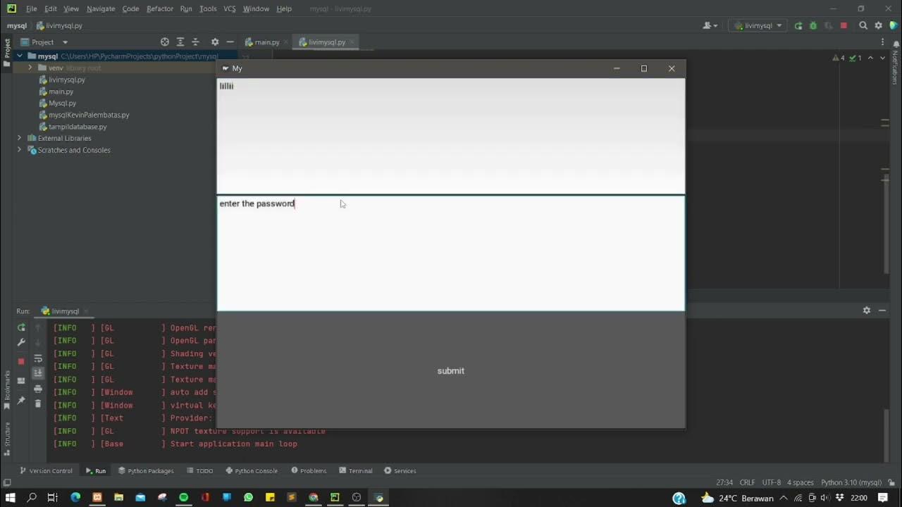 Database Mysql dan input data dengan kivy - YouTube