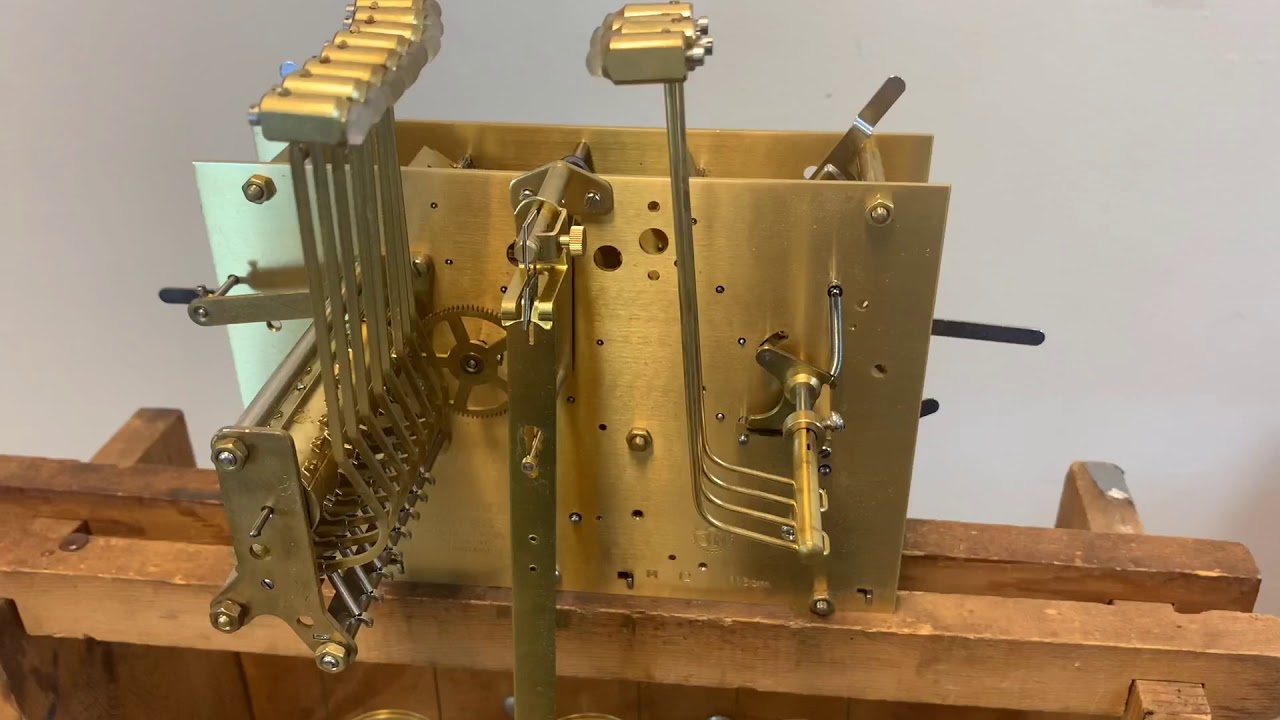 KK387 Kieninger triple chime Grandfather clock movement! - YouTube