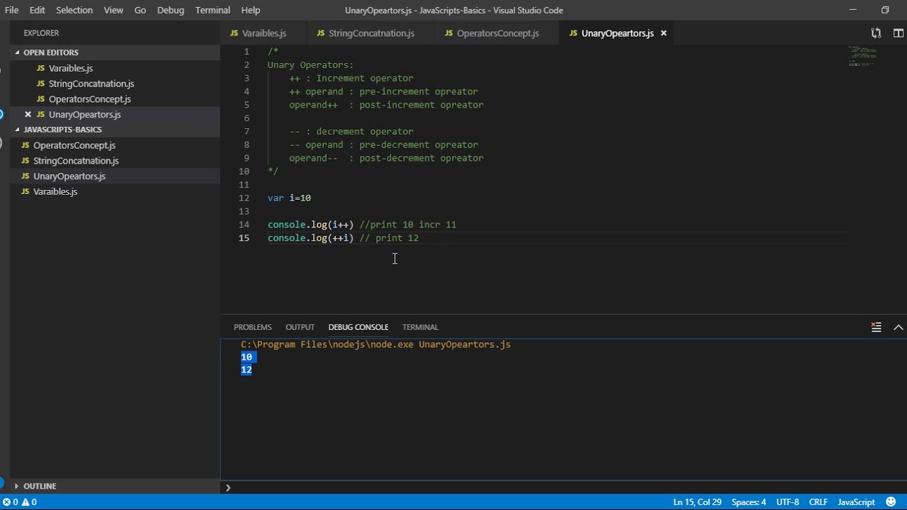 Unary Operators in JavaScript - YouTube