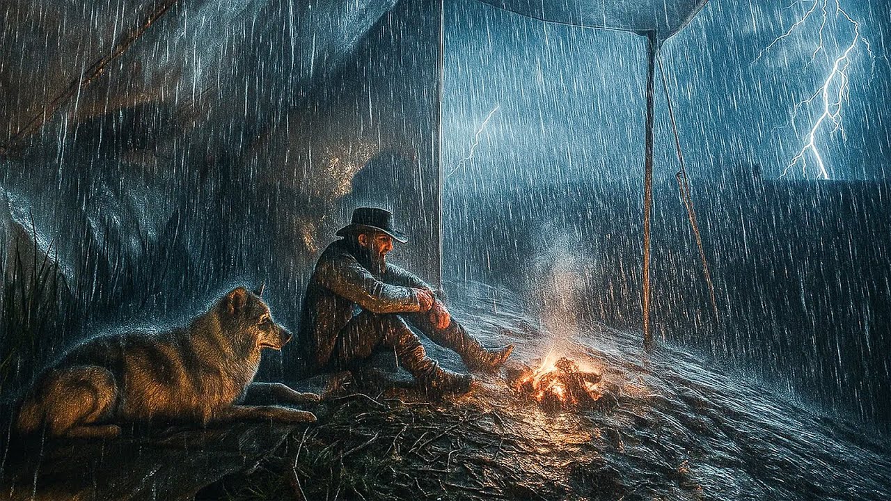 Solo Camping in the Rain with my Dog | Night-time Heavy Thunderstorm ...