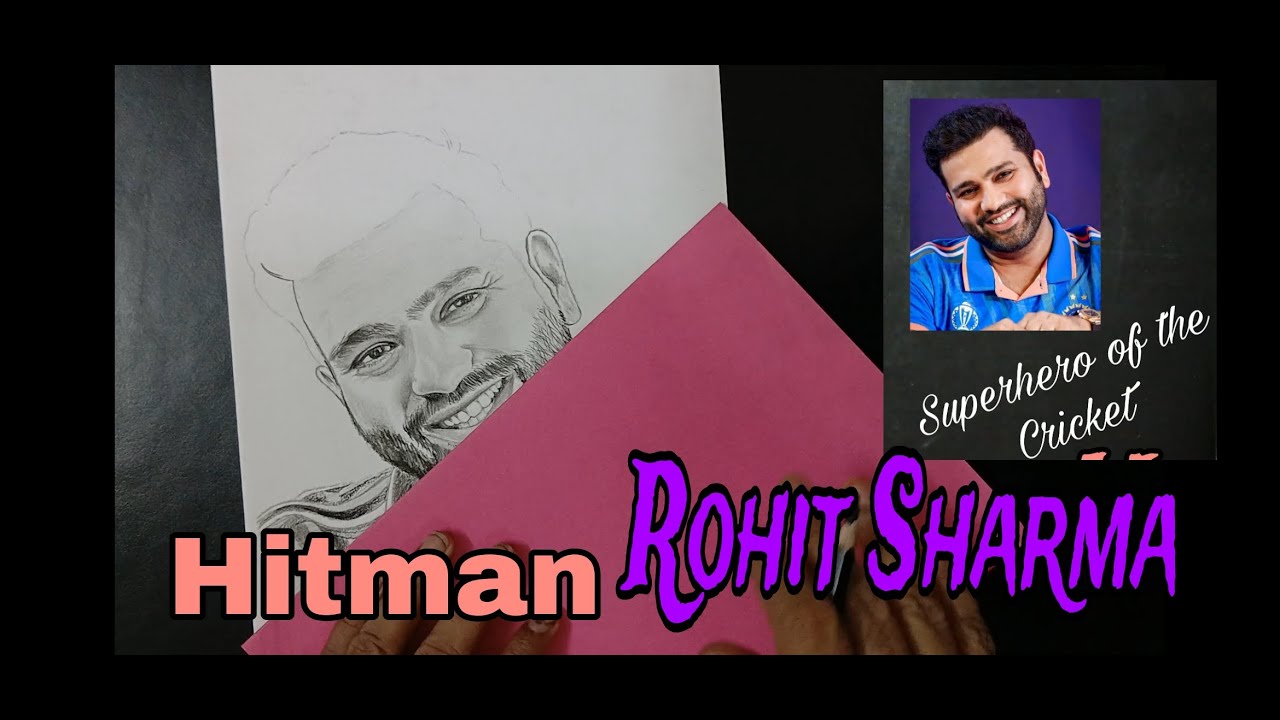 Drawing Rohit Sharma The Hitman|Charcoal Pencil Drawing ...