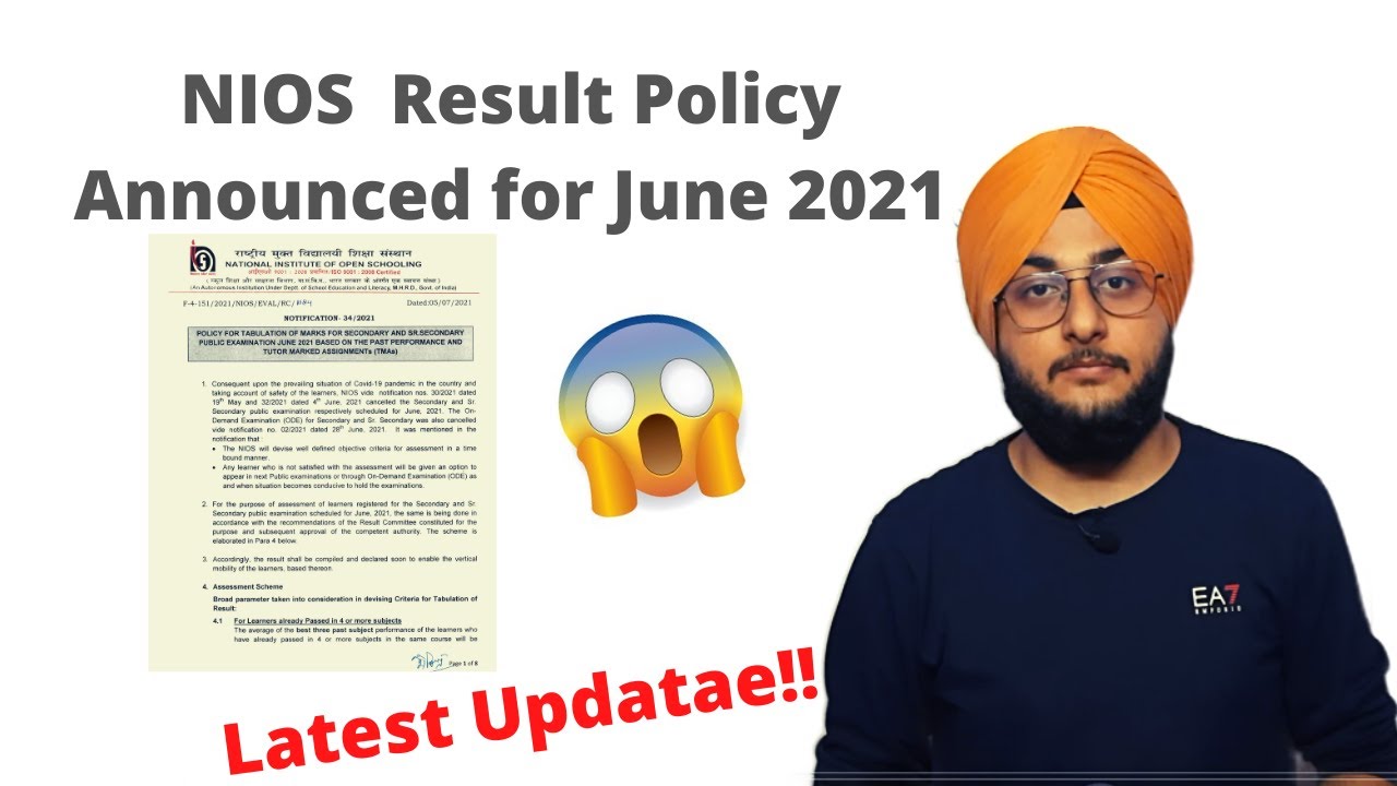 NIOS Result Policy Announced for June 2021(Public And ODE Examination ...