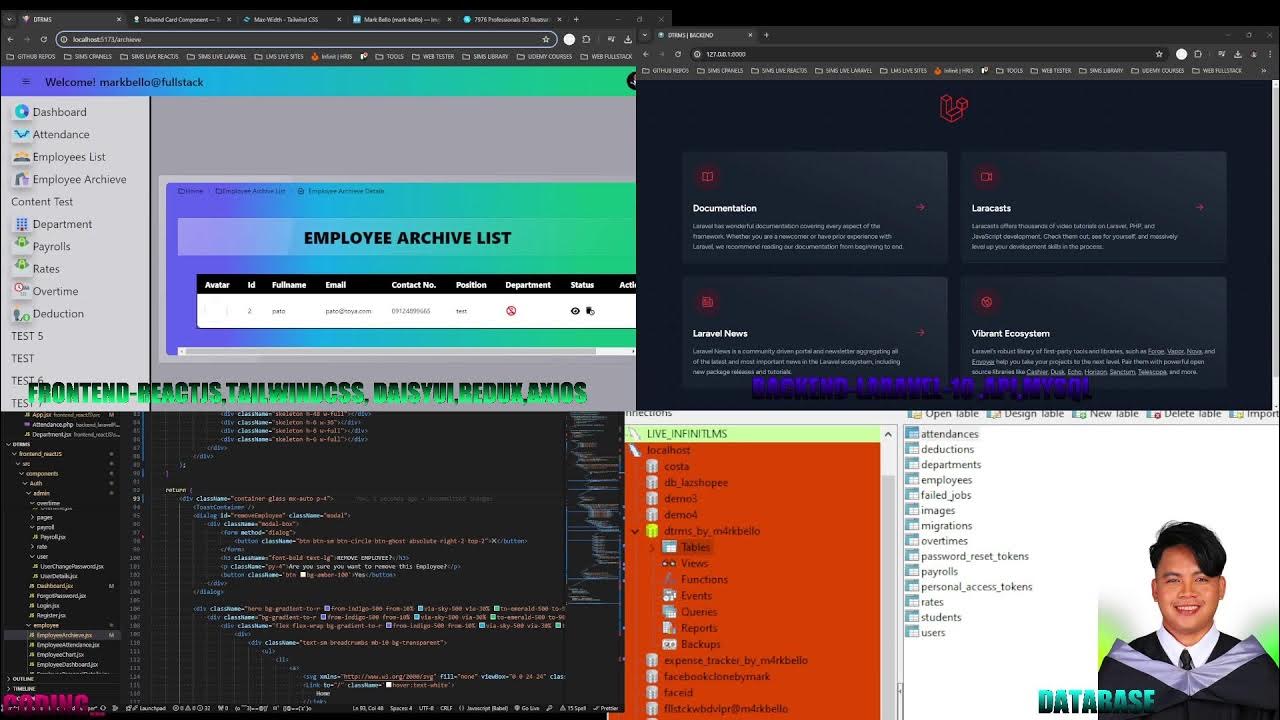 LIVE 🔴🎥🟢DTRMS | BACKEND WITH FOREIGN KEYS,MIGRATIONS,MODELS | REACTJS,DAISYUI,REDUX,AXIOS ...