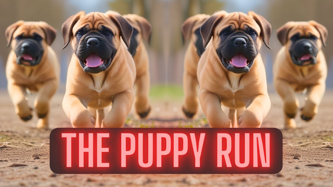 Bullmastiff Puppies Running To Bed - YouTube