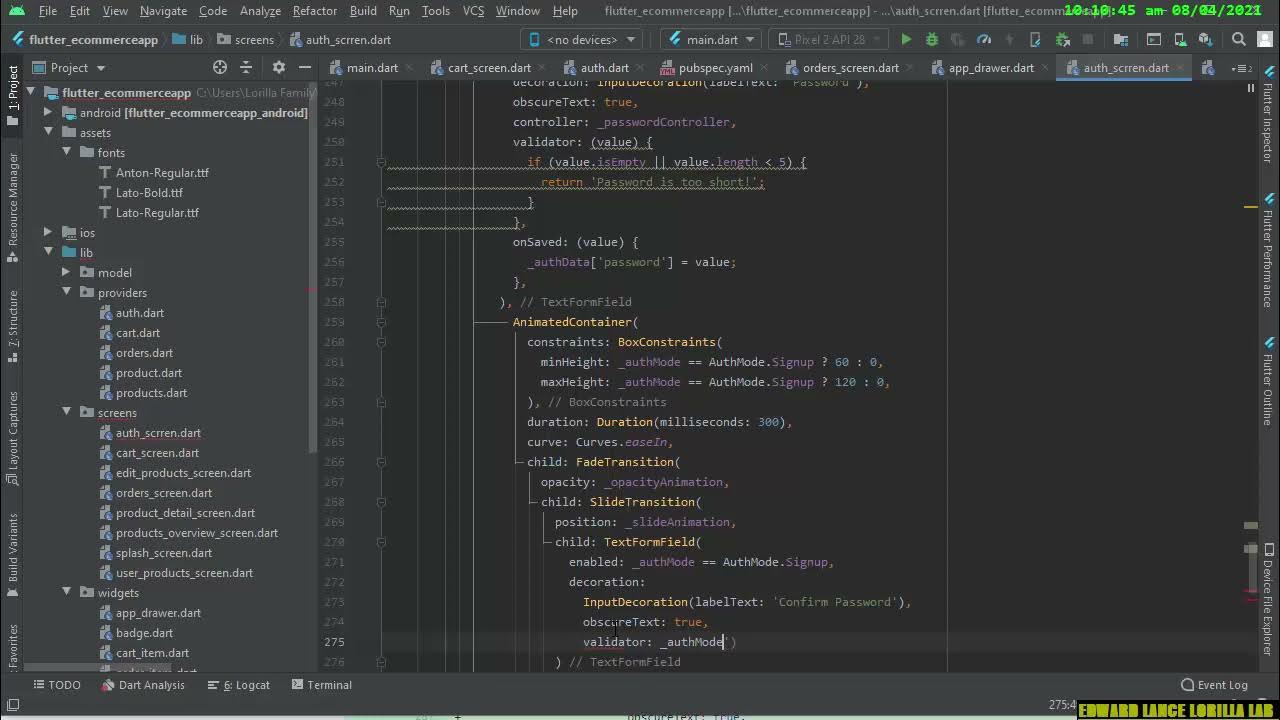 【FLUTTER ANDROID STUDIO and IOS】built in animation and transition ...