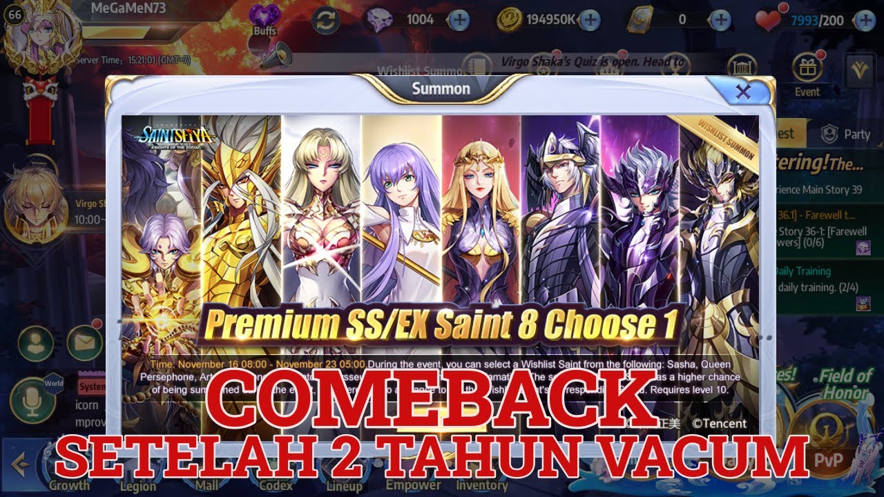 COMEBACK MAIN SAINT SEIYA AWAKENING DAN LANGSUNG GACHA 100X DI BANNER SS + EX - YouTube