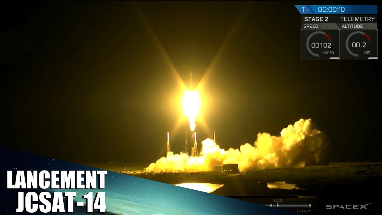 Lancement | Falcon9 | JCSAT-14 - YouTube