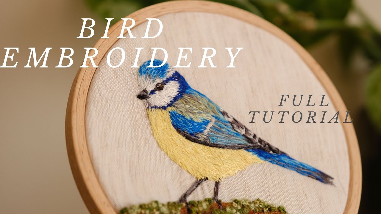 Realistic Needle Painting of Blue Tit Bird Embroidery Tutorial for ...