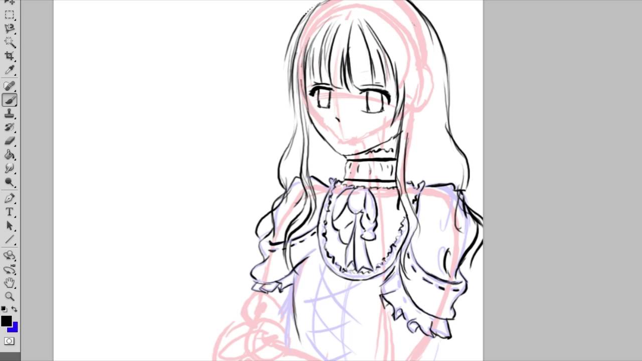 First Serious drawing with a graphic pen! (Speedlineart)- Goth loli ...