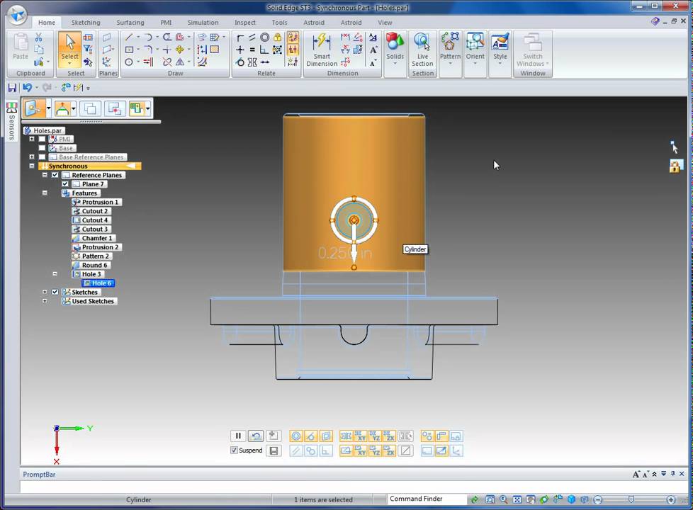 Solid Edge Tips - Holes and Cylindrical Faces Part 1 - YouTube