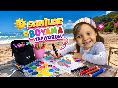 ANNEMLE SAHİLDE KENDİ RESİMLERİMİZİ BOYUYORUZ❗️ #funny #trending #cute #doll #trend #toys #boyama 