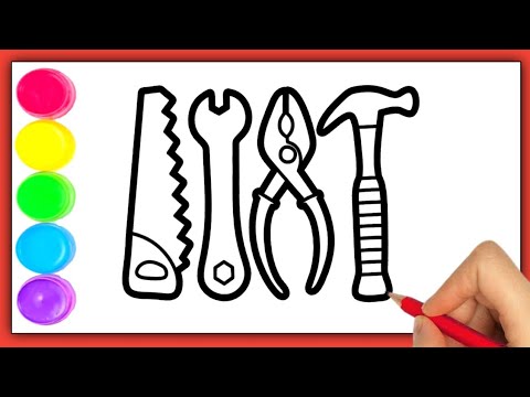 HOW TO DRAW CARPENTER 🪚 TOOLS FOR KIDS | DRAWING OF CARPENTER TOOLS ...