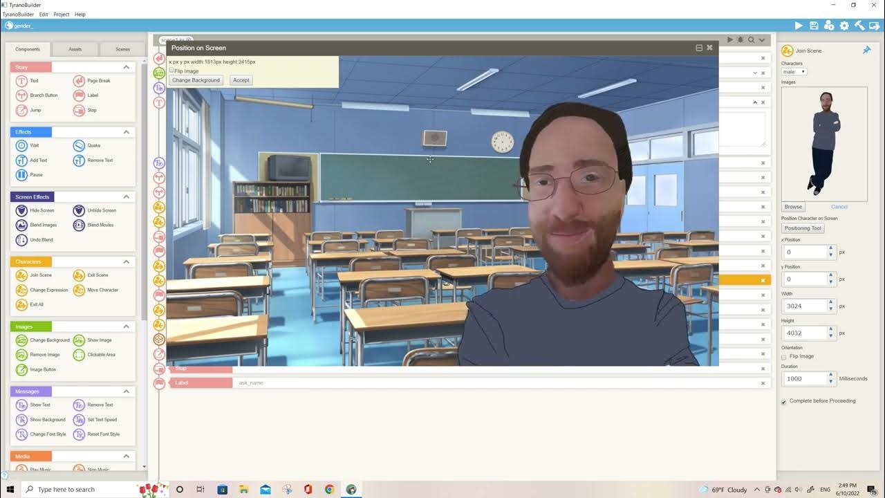 Tyranobuilder tutorial: How to choose a gender and use that character throughout the game - YouTube
