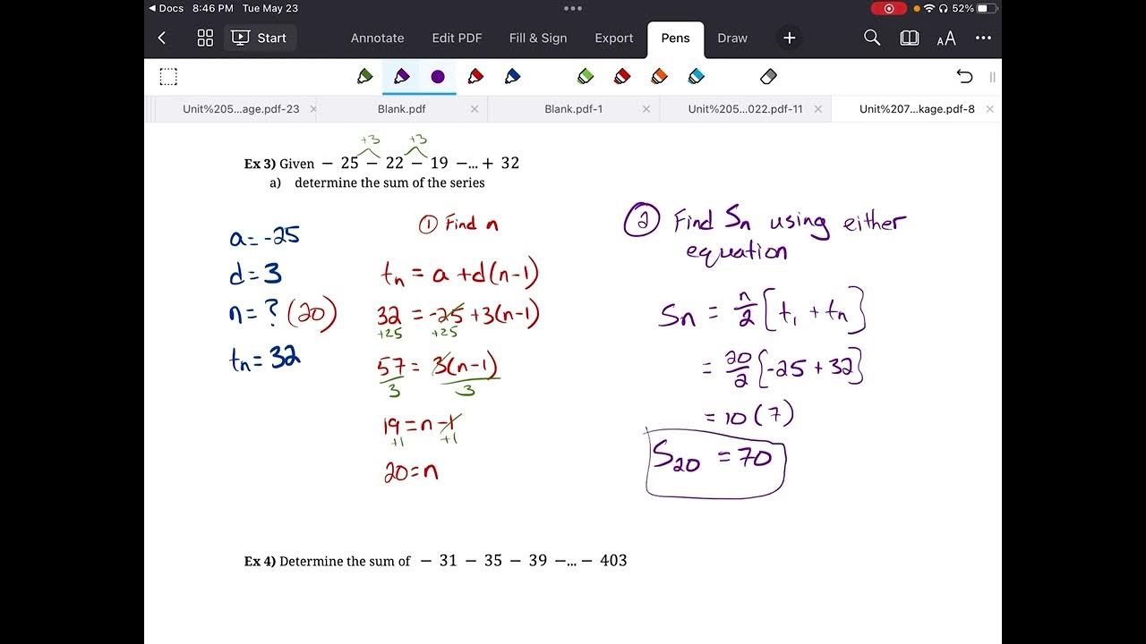 MCR3U - Unit 7, Lesson 3 - Arithmetic Series - YouTube