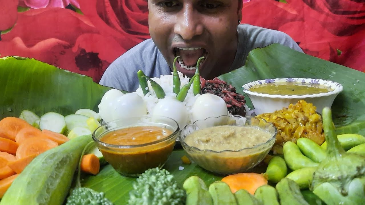 EATING RAW FRESH VEGGIE PLATTER!!BOILED EGG!!VEGETABLE EATING SHOW ...