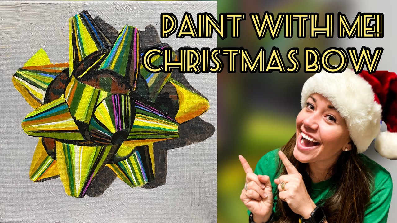 Time lapse acrylic painting on canvas of a metallic bow - YouTube