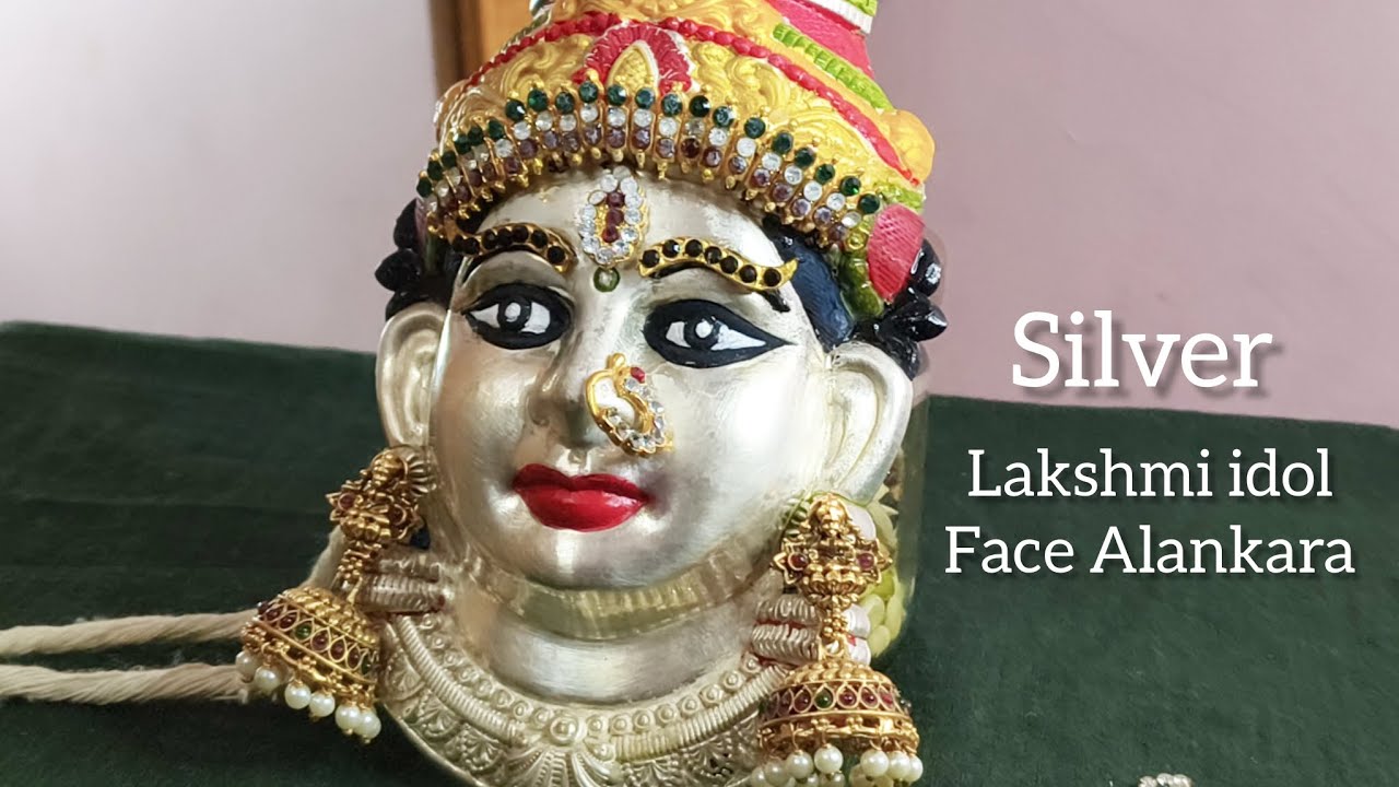 Lakshmi Face Alankara | Silver Lakshmi Mukhwada #lakshmipuja # ...