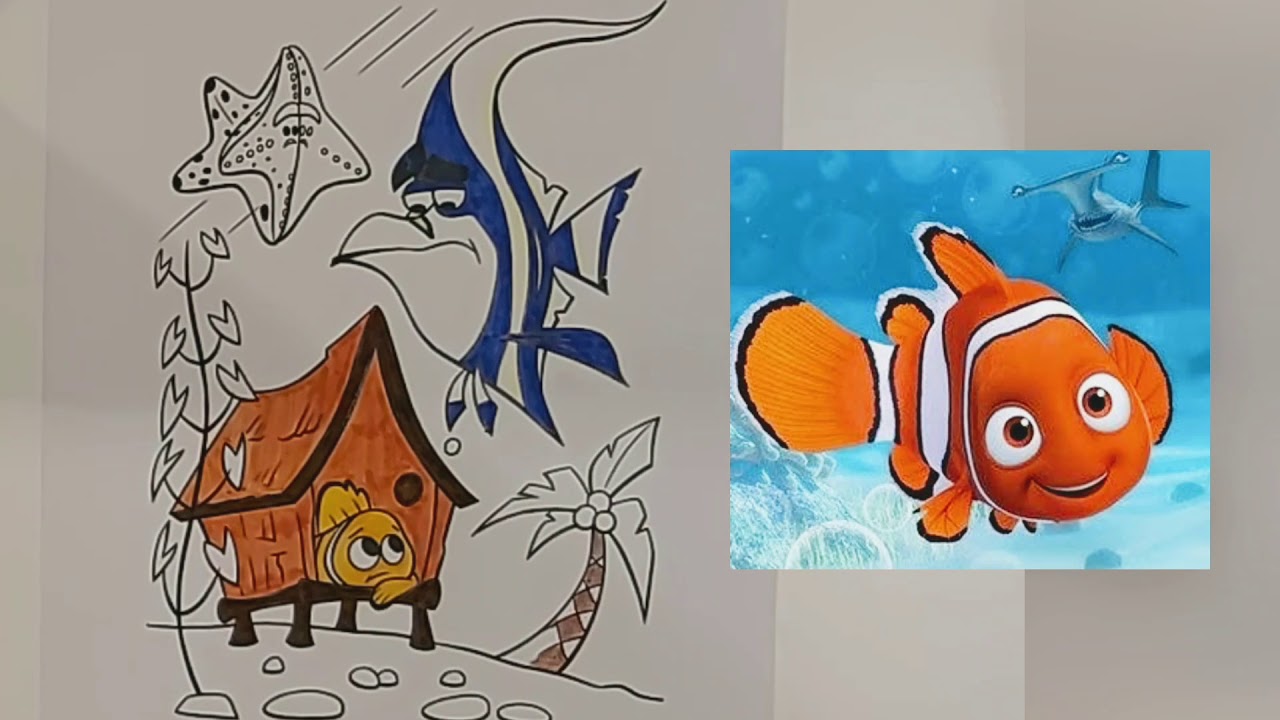 FINDING NEMO - NEMO AND GILL - COLORING IN - YouTube