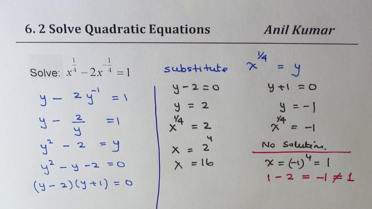 Solve Radical Quadratic Equation with Substitution with Substitution ...