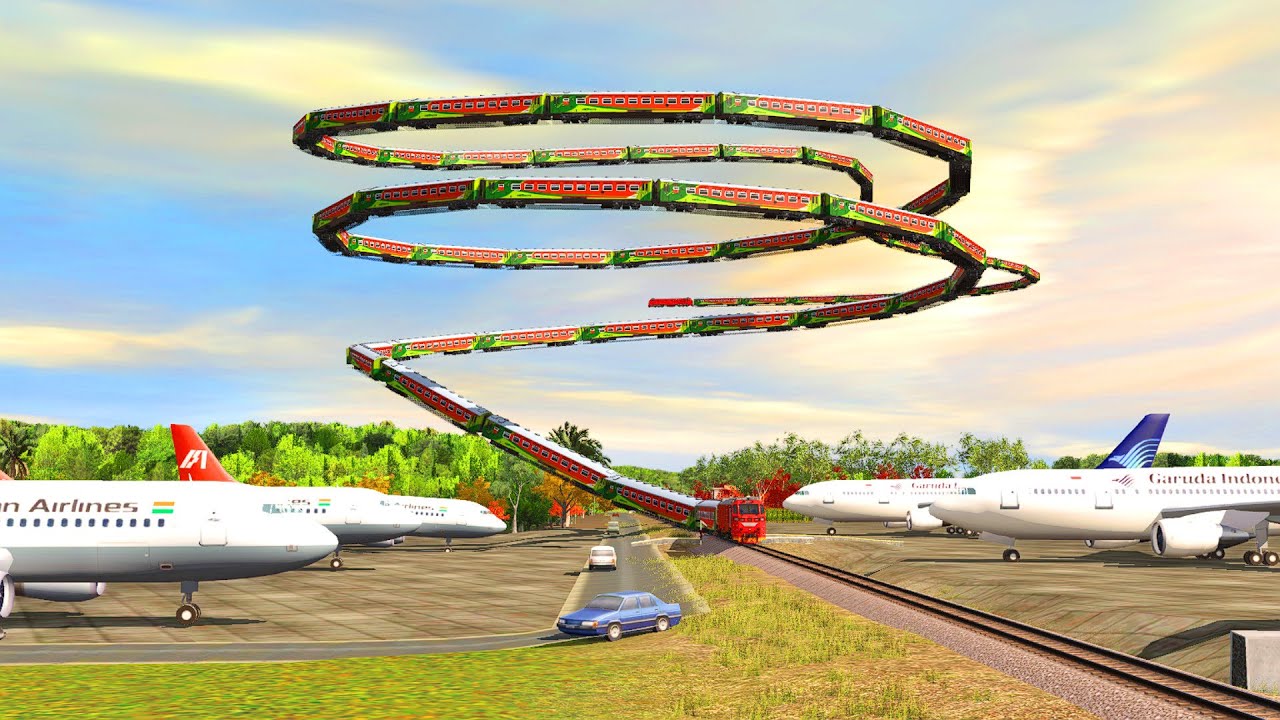 LONG TRAIN DOWN FROM THE SKY TRAINS FLYING LIKE A DRAGON FIRE #5 ...