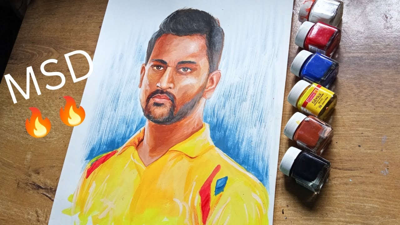 how to draw MS dhoni ll acrylic painting #dhoni #painting - YouTube