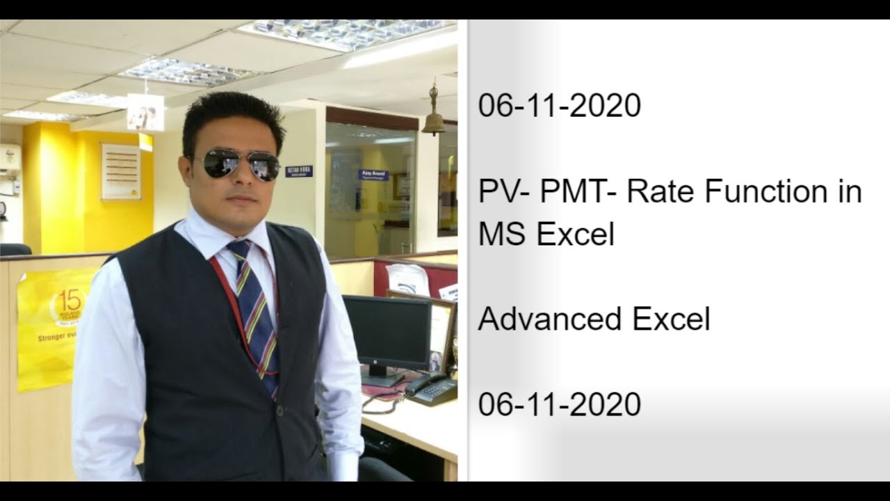 PV PMT and Rate function in excel - YouTube