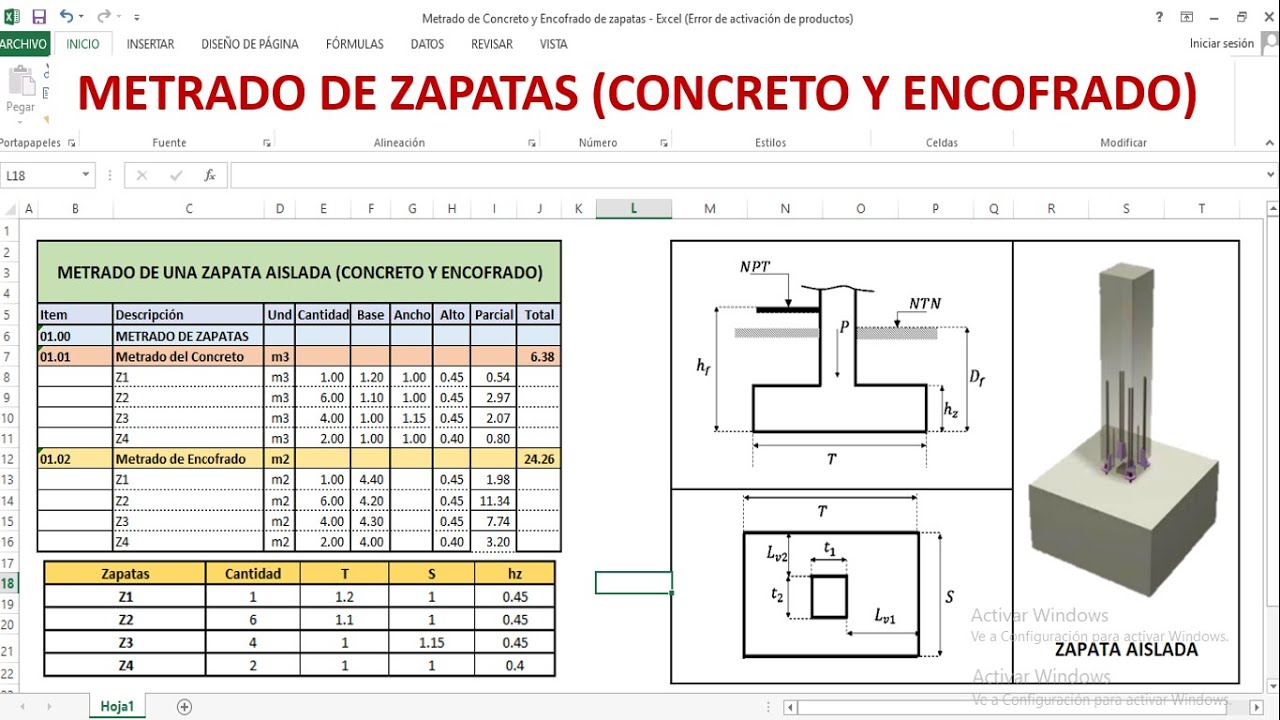 METRADO DE CONCRETO Y ENCOFRADO DE ZAPATAS AISLADAS YouTube