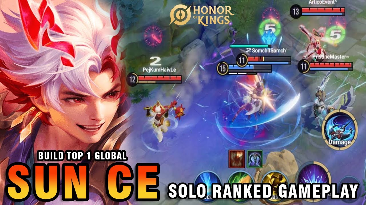 17 KILLS ( SUN CE ) SOLO RANKED AND BUILD TOP 1 GLOBAL SUN CE #hok # ...