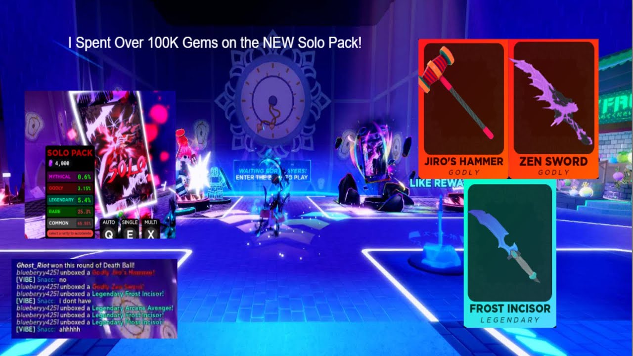 Roblox Death Ball┃I Spent OVER 100K Gems on the New SOLO pack. - YouTube