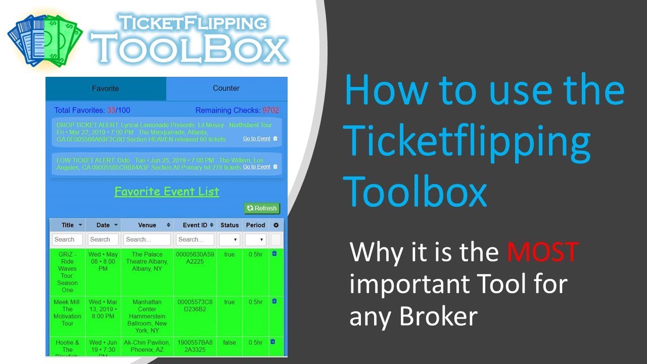 How to use the Ticketflipping Toolbox: Features and Benefits - YouTube