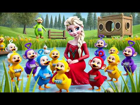 Pond Party Fun with Elsa, Teletubbies, and Ducks | Counting 1 to 5 Song ...