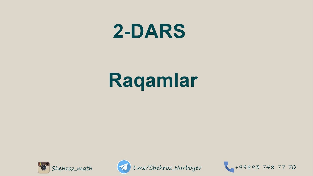 2 dars Raqamlar - YouTube