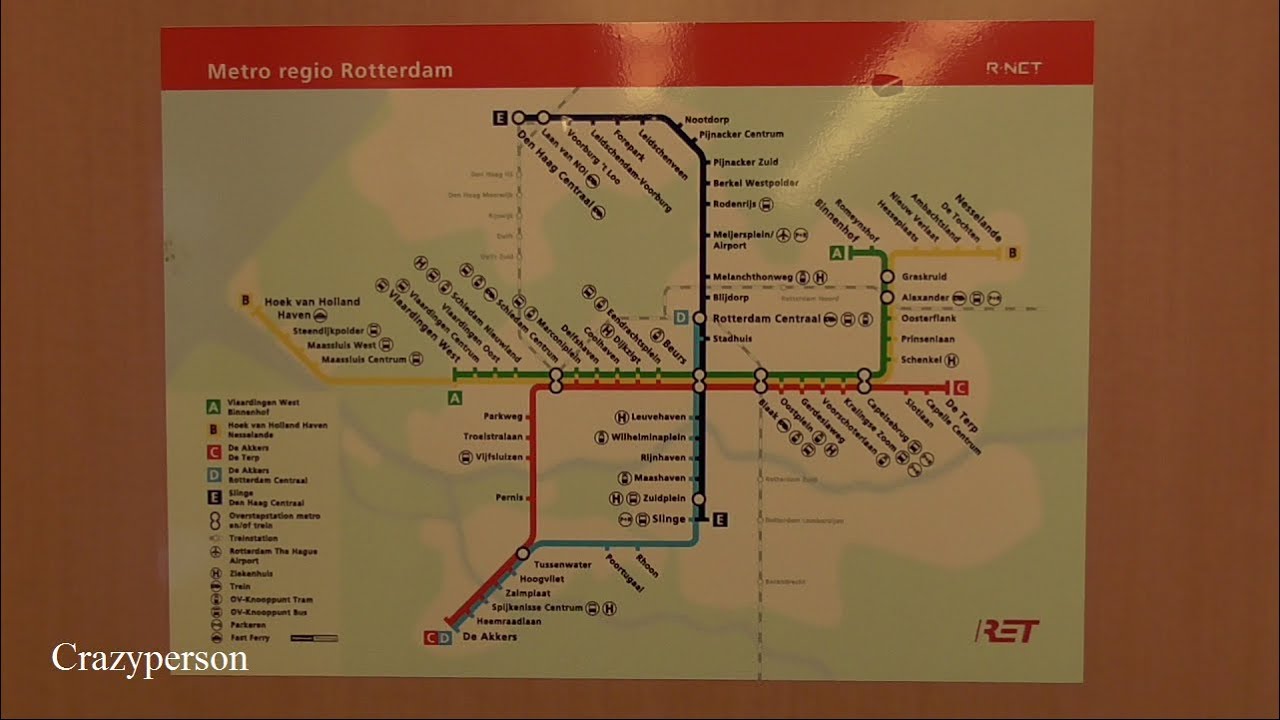 Metrokaart Rotterdam 2019 met Hoekse Lijn in RET metro - YouTube