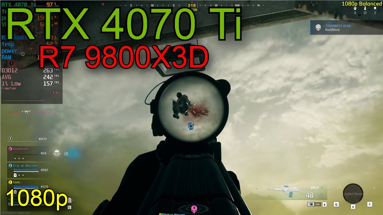 RTX 4070 Ti + R7 9800X3D - CODW Rebirth Island - 1080p - All Settings ...