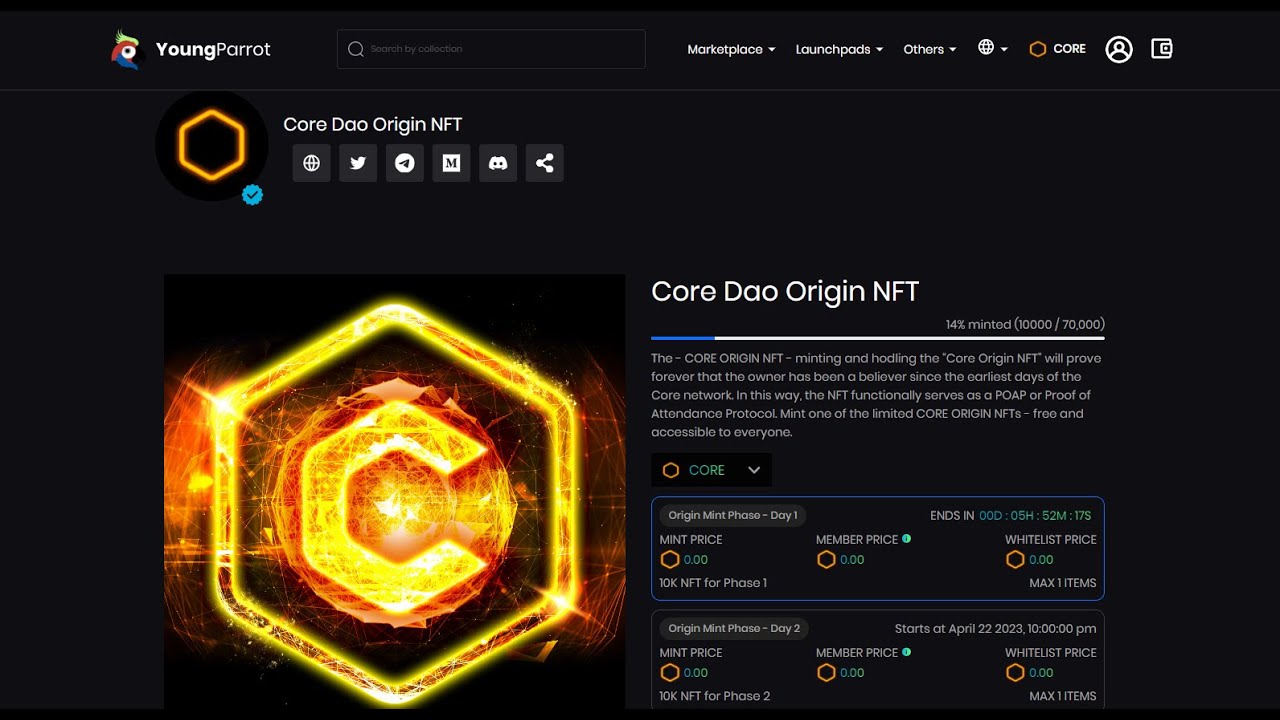 Hướng Dẫn Free Mint NFT Dự Án Core Dao Origin NFT- Mạng Core Dao - YouTube