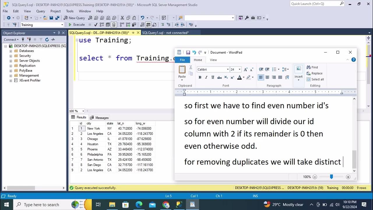 Query a list of CITY names from STATION for cities that have an even ID ...