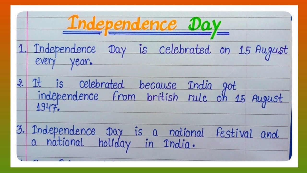 10 Line Essay On Independence Day In English l Essay On Independence ...