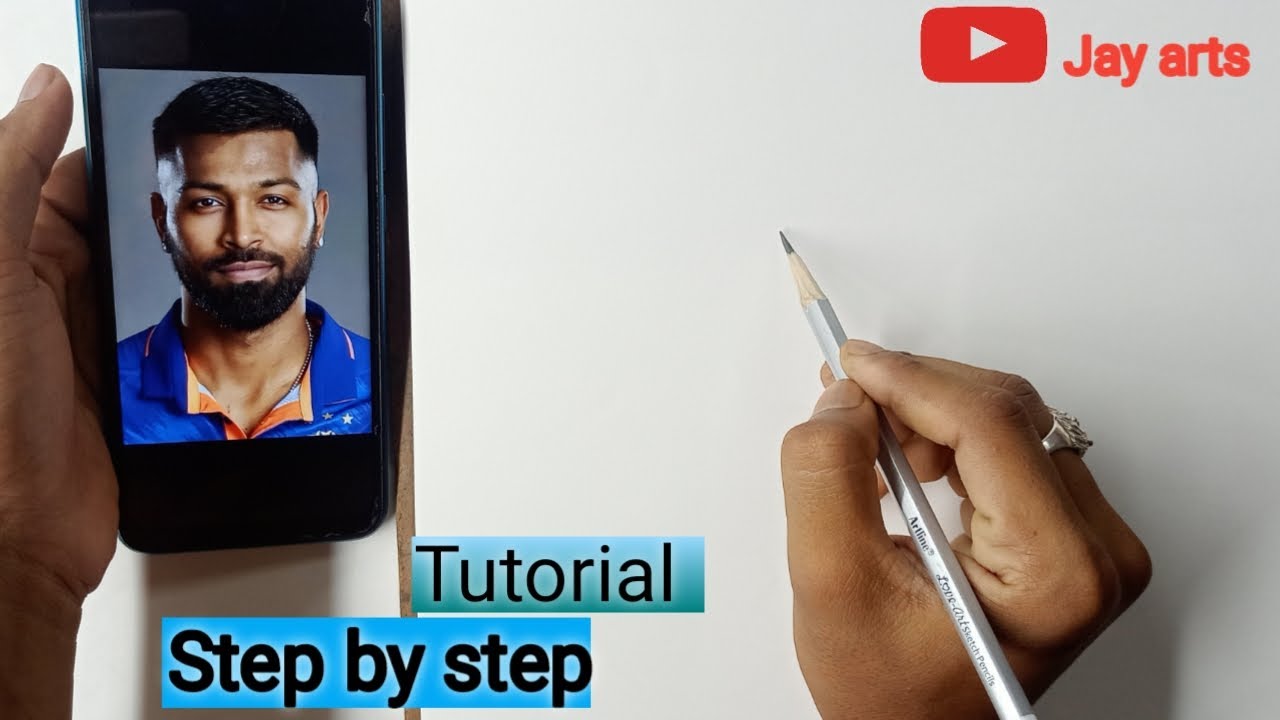 How to draw Hardik Pandey outline/Step by step tutorial - YouTube