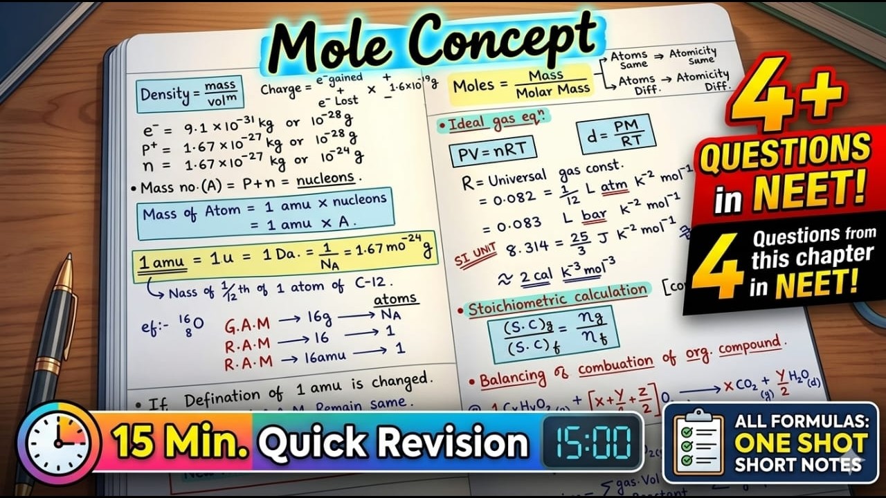 Some Basic Concepts of Chemistry | Mole Concept | All formulas Short ...
