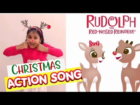 Rudolph🦌the Red Nosed Reindeer Christmas Song with Lyrics & Actions for ...
