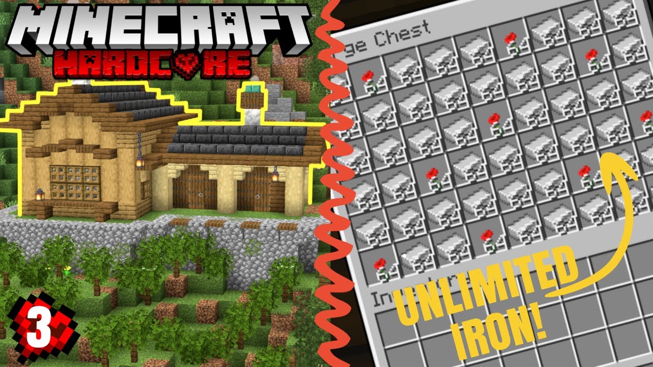I Built A SECRET IRON FARM In HARDCORE MINECRAFT - YouTube