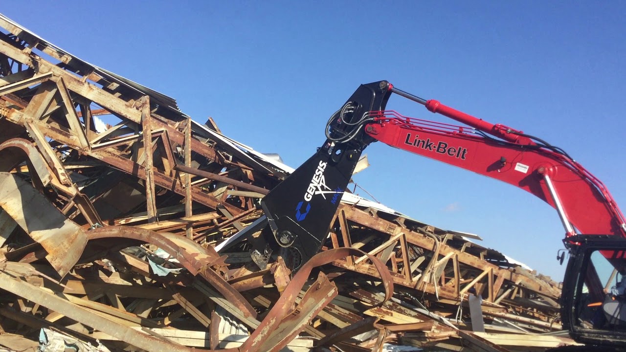 Linkbelt 490 X4 w/ Genesis 990R Hydraulic Shear - YouTube