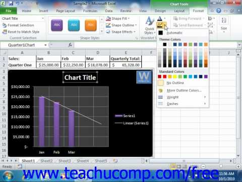 Excel 2010 Tutorial Applying WordArt Styles to Chart Elements Microsoft Training Lesson 21.9 ...